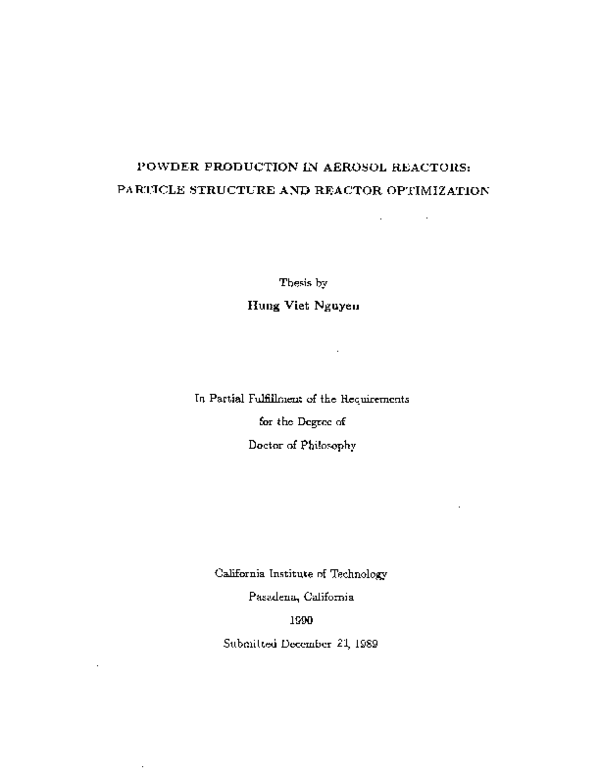 (PDF) Powder production in aerosol reactors : particle structure and ...