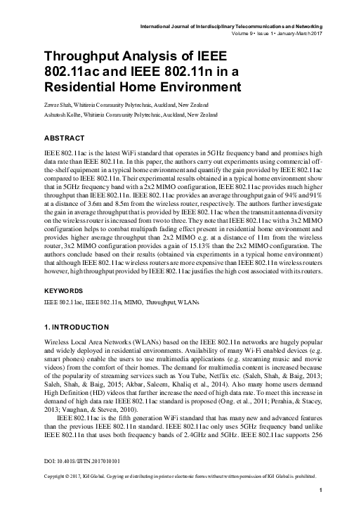 (PDF) Throughput Analysis of IEEE 802.11ac and IEEE 802.11n in a Residential Home Environment
