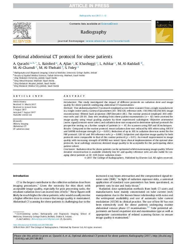 (PDF) Optimal abdominal CT protocol for obese patients