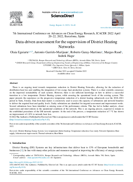 (PDF) Data-driven assessment for the supervision of District Heating ...