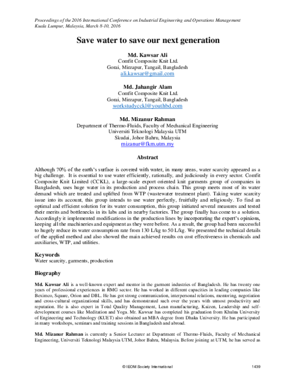 (PDF) Save water to save our next generation