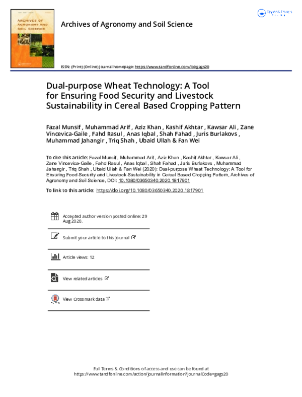 (PDF) Dual-purpose wheat technology: a tool for ensuring food security ...
