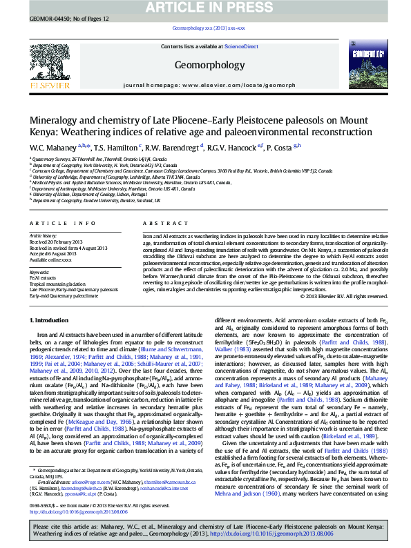 (PDF) Mineralogy and chemistry of Late Pliocene–Early Pleistocene ...