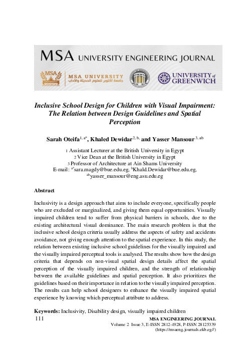 (PDF) Inclusive School Design for Children with Visual Impairment: The ...
