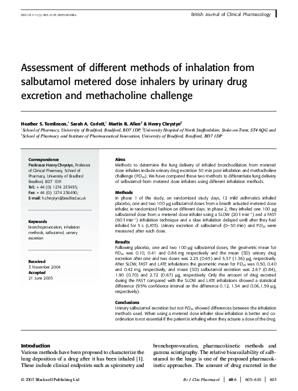 (PDF) Assessment of different methods of inhalation from salbutamol ...