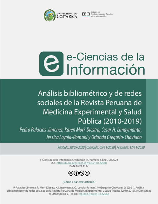 (PDF) Análisis bibliométrico y de redes sociales de la Revista Peruana de Medicina Experimental ...