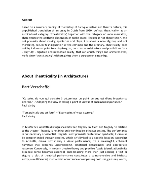 (PDF) About Theatricality (in Architecture)