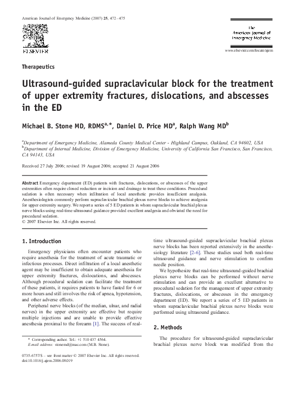 (PDF) Ultrasound-guided supraclavicular block for the treatment of ...