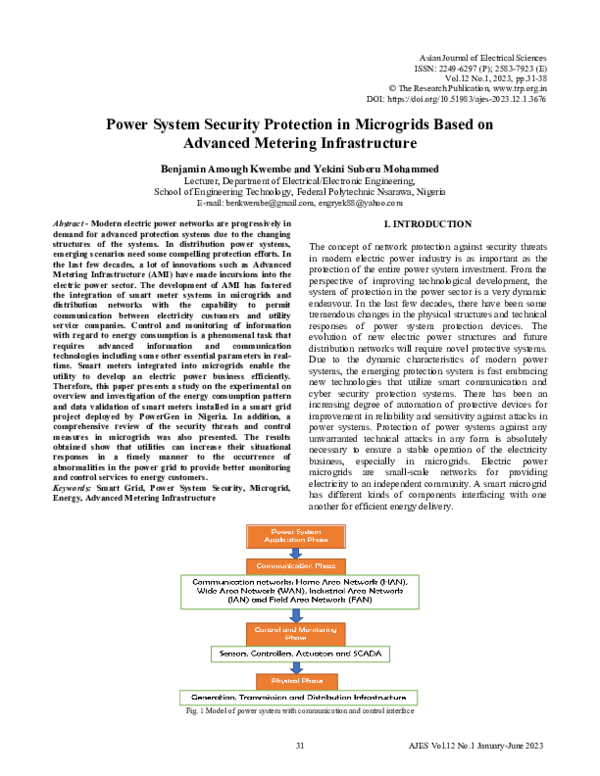 Pdf Power System Security Protection In Microgrids Based On Advanced