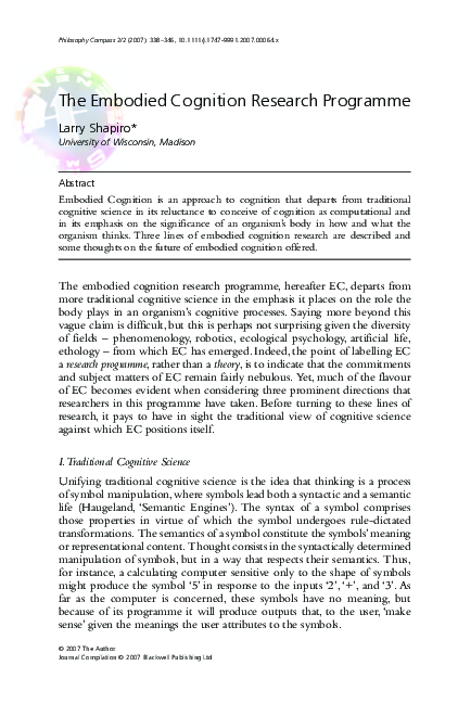 (PDF) The Embodied Cognition Research Programme