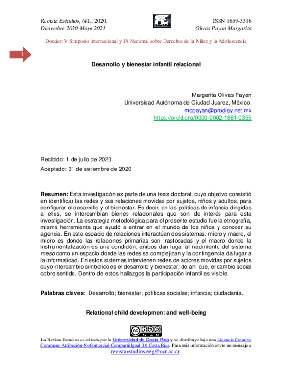 Pdf Desarrollo Y Bienestar Infantil Relacional