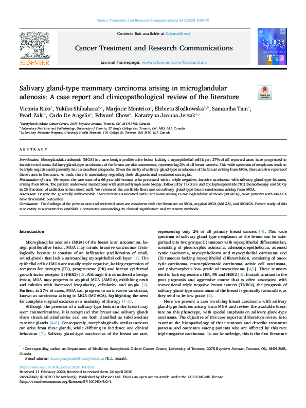 (PDF) Salivary gland-type mammary carcinoma arising in microglandular ...
