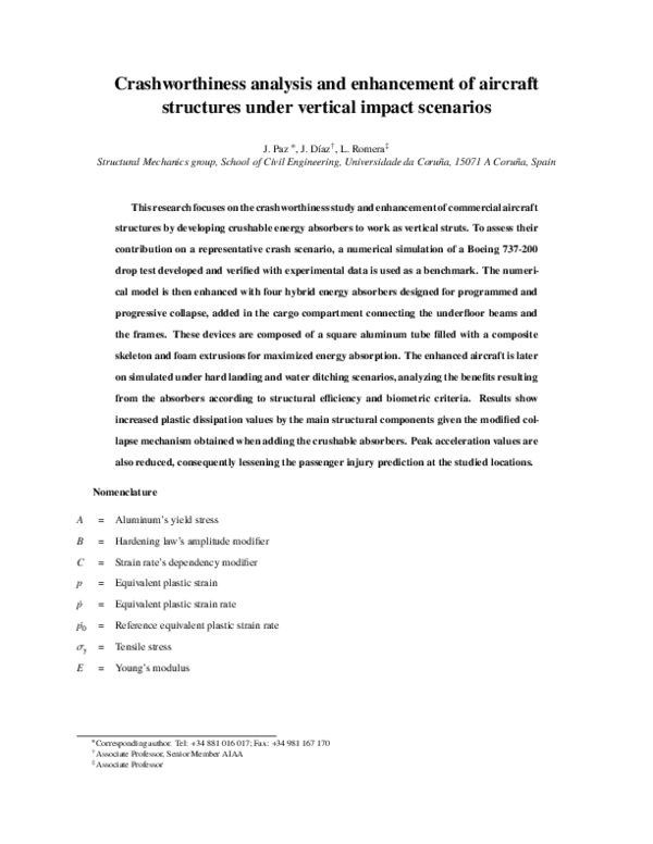 (PDF) Crashworthiness Analysis and Enhancement of Aircraft Structures Under Vertical Impact ...