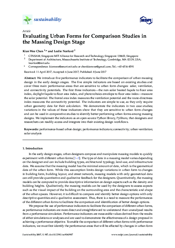 (PDF) Evaluating Urban Forms for Comparison Studies in the Massing Design Stage