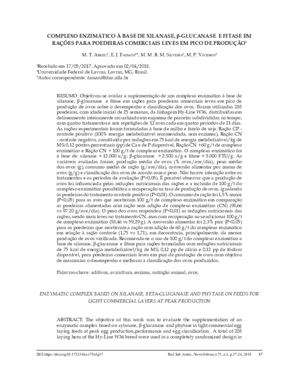 (PDF) Complexo enzimático à base de xilanase, β-glucanase e fitase em ...