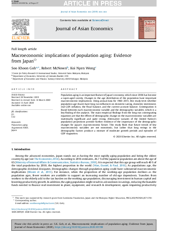 (PDF) Macroeconomic implications of population aging: Evidence from Japan