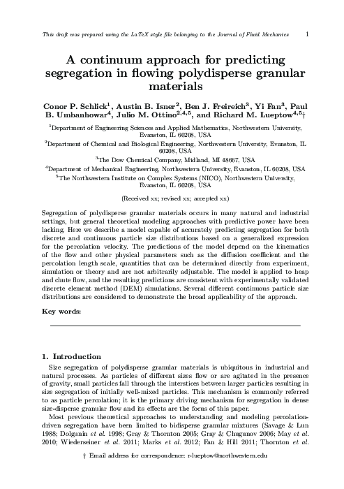 (PDF) A continuum approach for predicting segregation in flowing ...