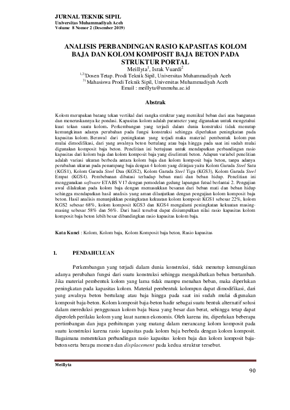 (PDF) Analisis Perbandingan Rasio Kapasitas Kolom Baja Dan Kolom ...