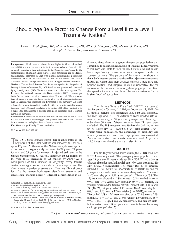 (PDF) Should Age Be a Factor to Change From a Level II to a Level I ...