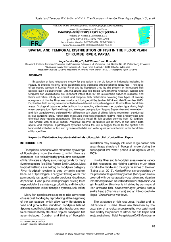 (PDF) Spatial and Temporal Distribution of Fish in the Floodplain of ...