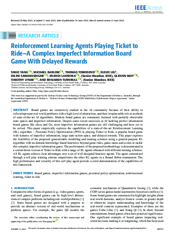 (PDF) Reinforcement Learning Agents Playing Ticket to Ride–A Complex ...