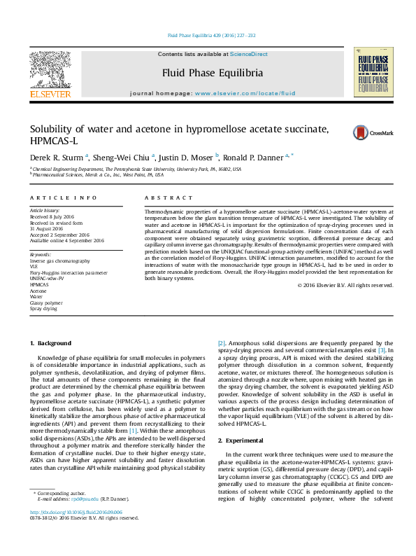 (PDF) Solubility of water and acetone in hypromellose acetate succinate ...