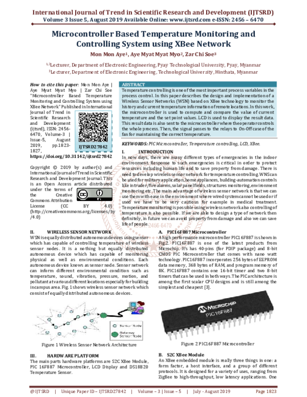 Pdf Microcontroller Based Temperature Monitoring And Controlling System Using Xbee Network
