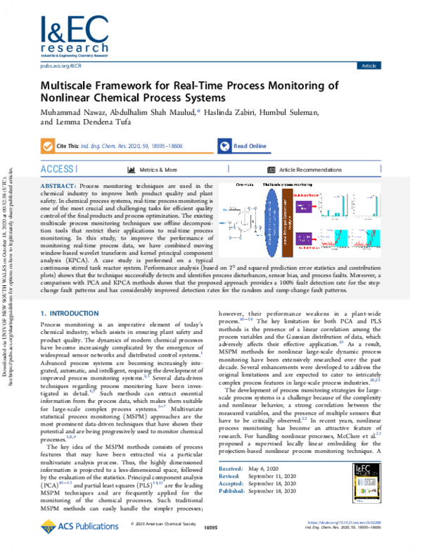 (PDF) Multiscale Framework for Real-Time Process Monitoring of Nonlinear Chemical Process Systems