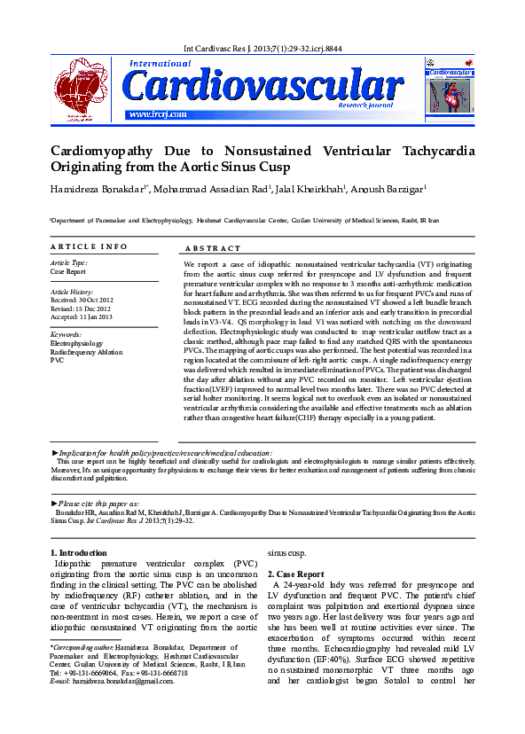 (PDF) Cardiomyopathy due to nonsustained ventricular tachycardia ...