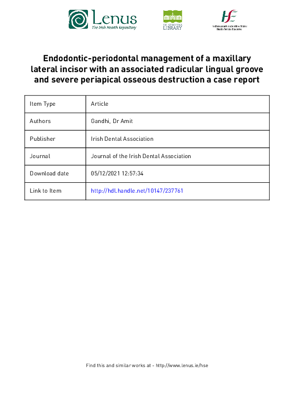 (PDF) Endodontic-periodontal management of a maxillary lateral incisor ...