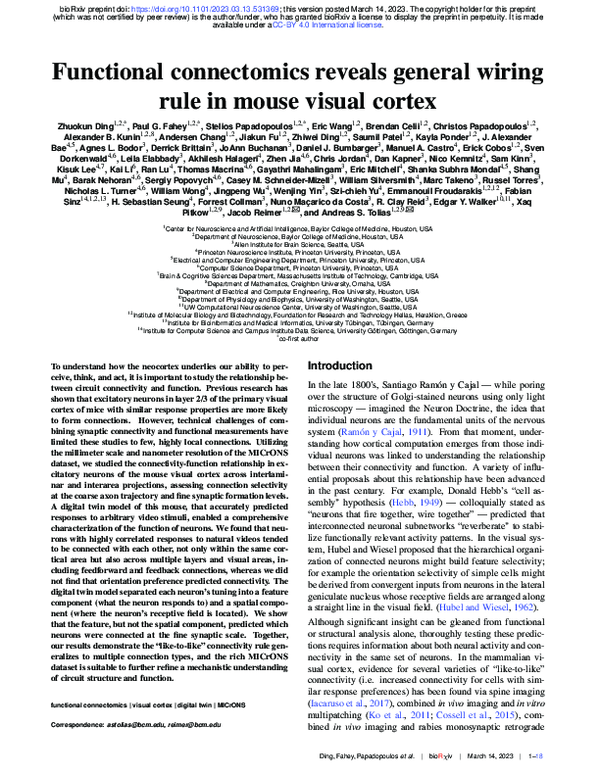 (PDF) Functional connectomics reveals general wiring rule in mouse ...