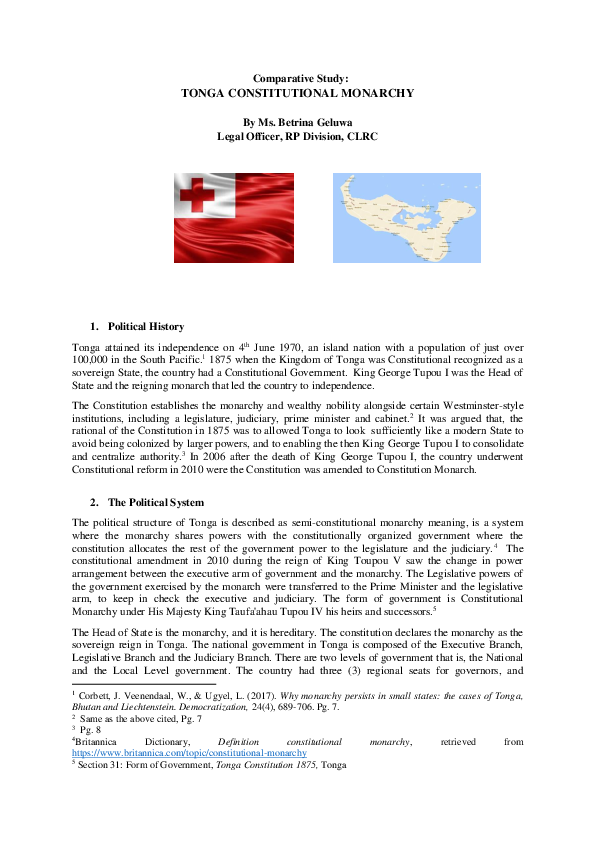 (PDF) Analysis on Tonga System of Government