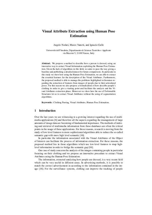 Pdf Visual Attribute Extraction Using Human Pose Estimation Angelo