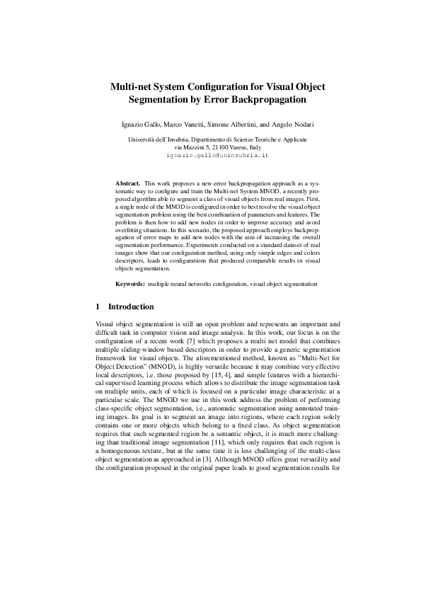 Pdf Multi Net System Configuration For Visual Object Segmentation By