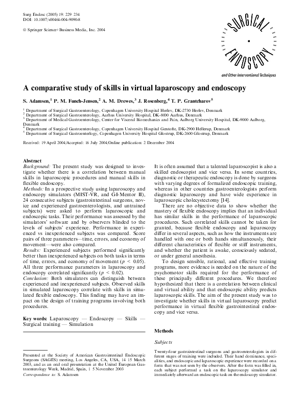 (PDF) A comparative study of skills in virtual laparoscopy and endoscopy