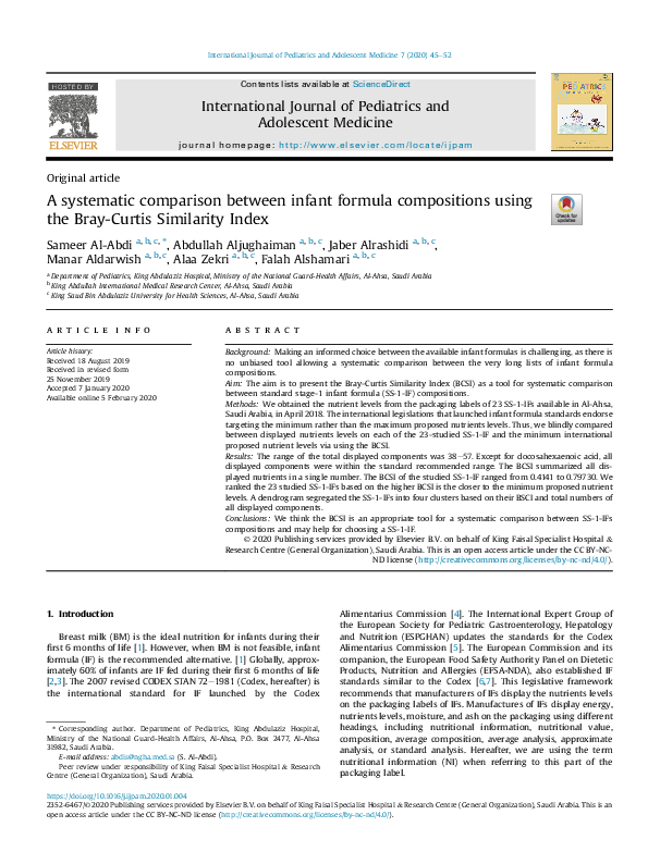 (PDF) A systematic comparison between infant formula compositions using ...