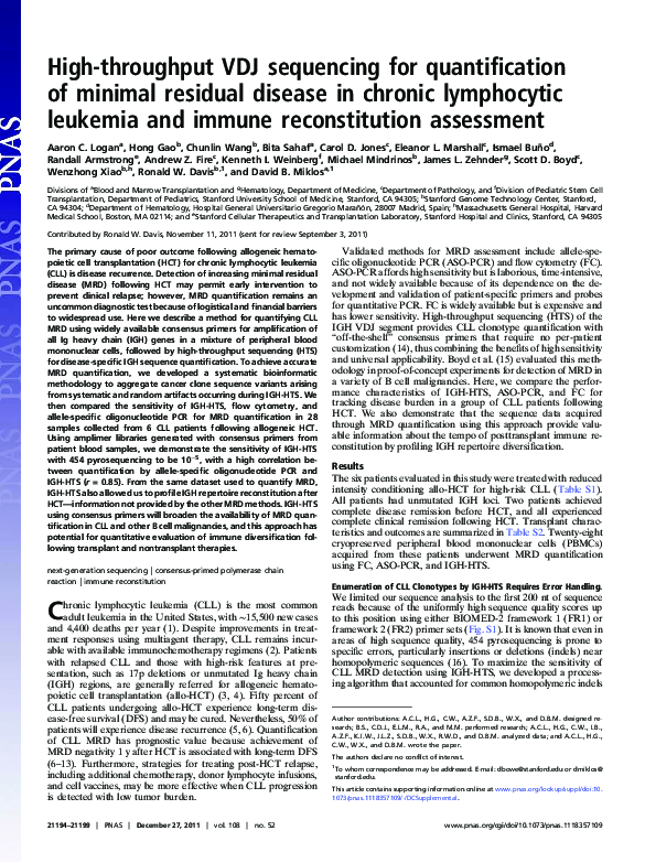 (PDF) High-throughput VDJ sequencing for quantification of minimal ...
