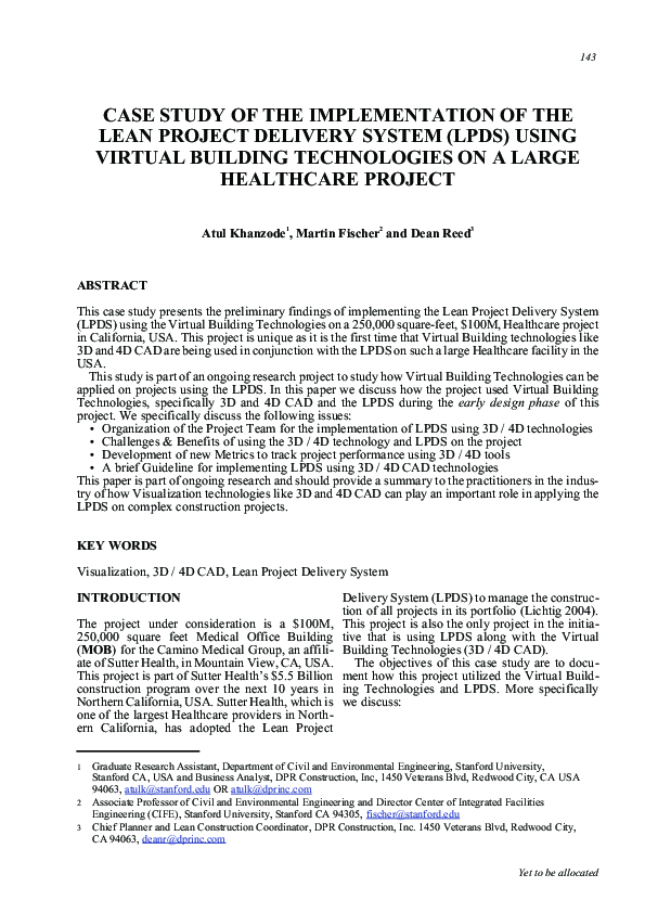 (PDF) Case study of the implementation of the lean project delivery ...