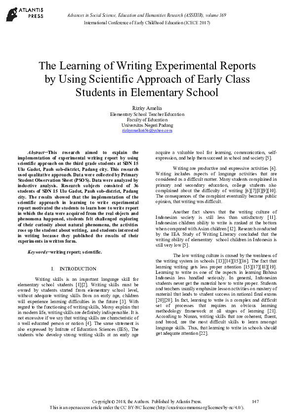 (PDF) The Learning of Writing Experimental Reports by Using Scientific ...