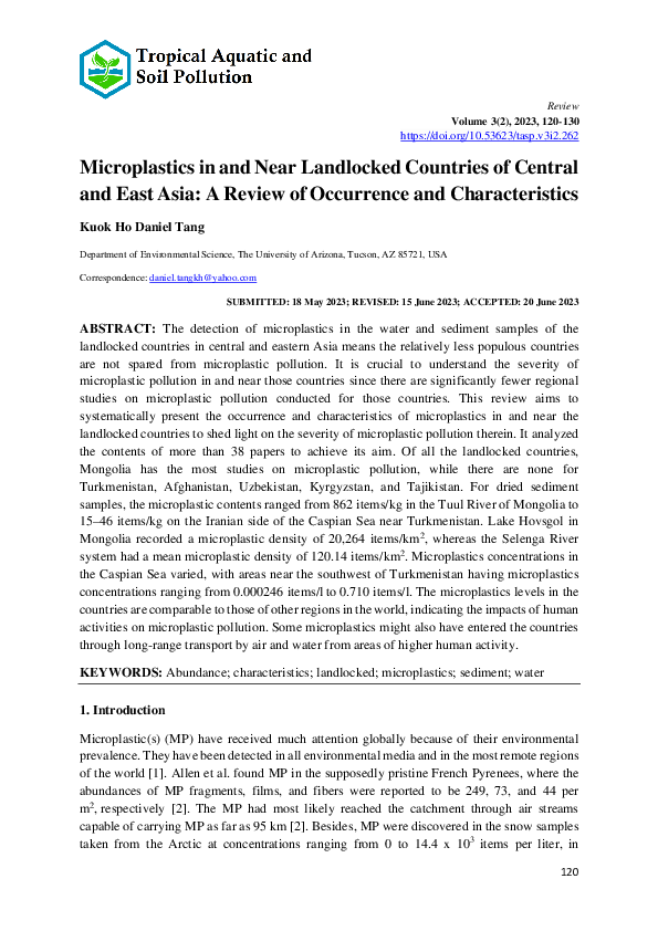 (PDF) Microplastics in and Near Landlocked Countries of Central and East Asia: A Review of ...