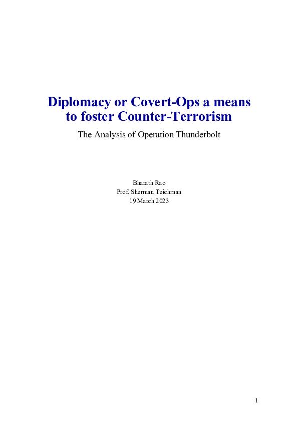 (DOC) Diplomacy or Covert-Ops a means to foster Counter-Terrorism The ...