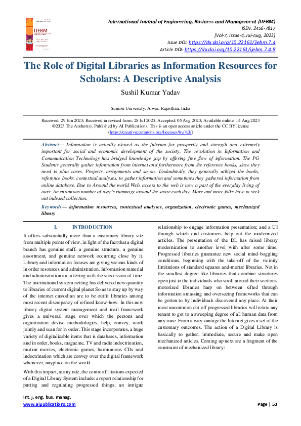 (PDF) The Role of Digital Libraries as Information Resources for ...