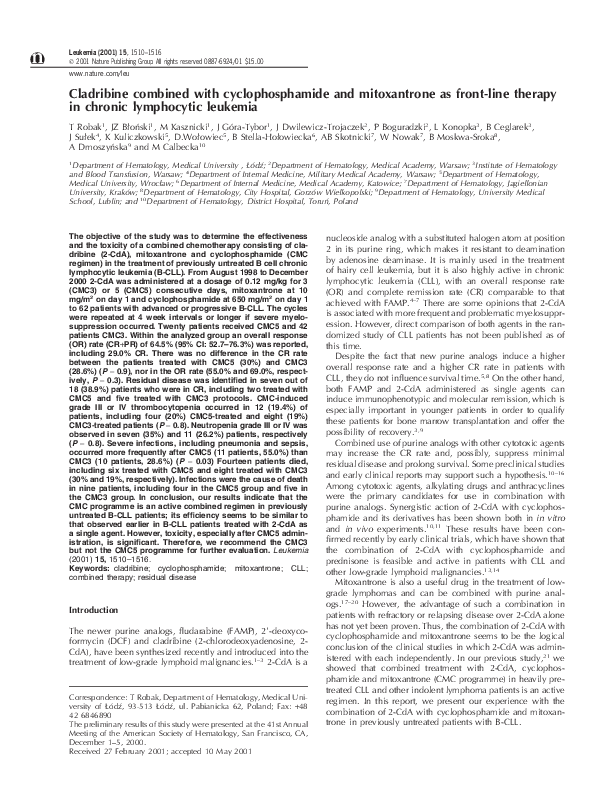 (PDF) Cladribine combined with cyclophosphamide and mitoxantrone as ...