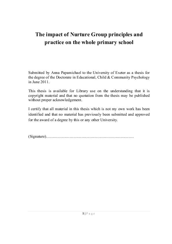 (PDF) The impact of Nurture Group principles and practice on the whole ...