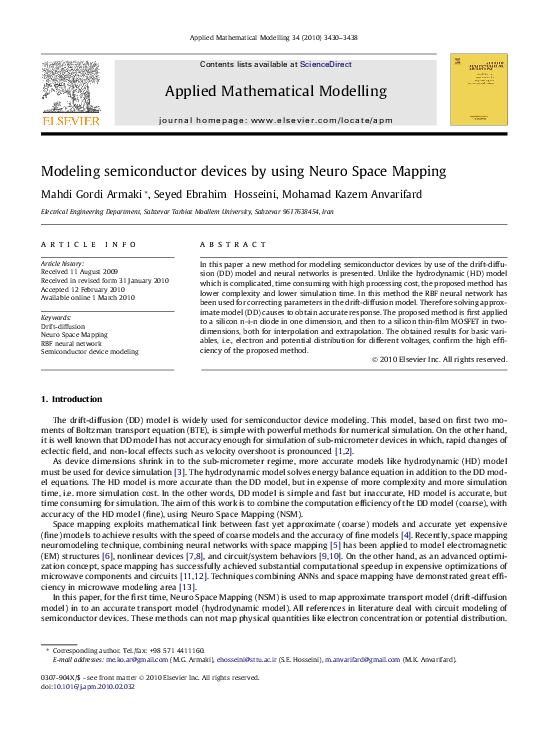 (PDF) Modeling semiconductor devices by using Neuro Space Mapping