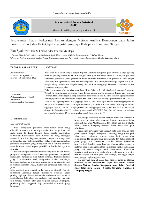 (PDF) Perencanaan Lapis Perkerasan Lentur dengan Metode Analisa Komponen pada Jalan Provinsi ...