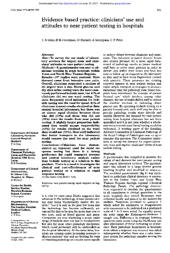 (PDF) Evidence based practice: clinicians' use and attitudes to near ...