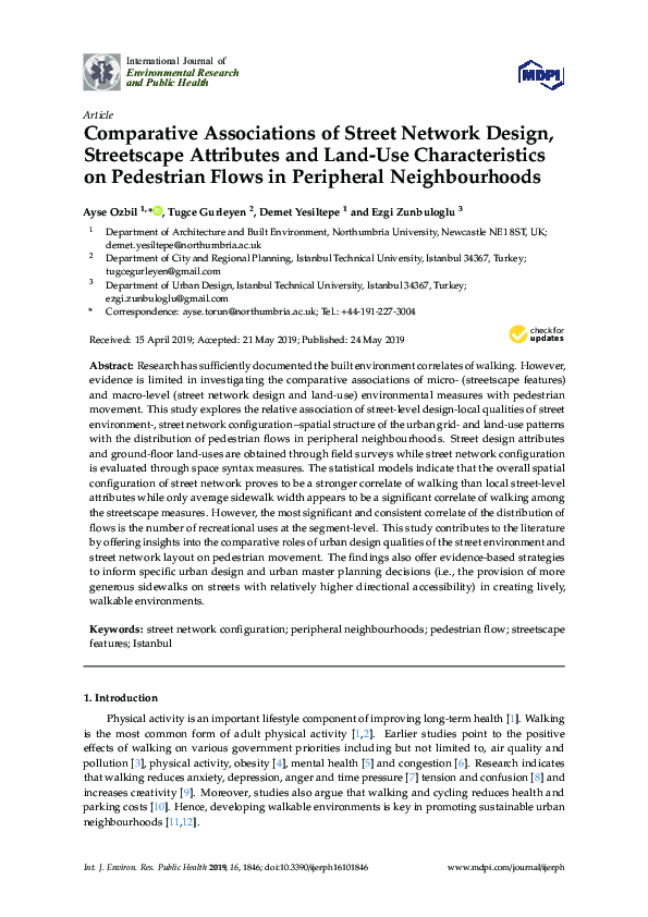 Comparative Associations of Street Network Design, Streetscape ...