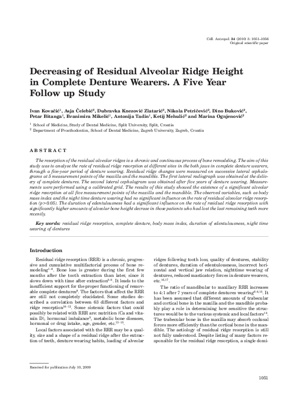 (PDF) Decreasing of residual alveolar ridge height in complete denture ...
