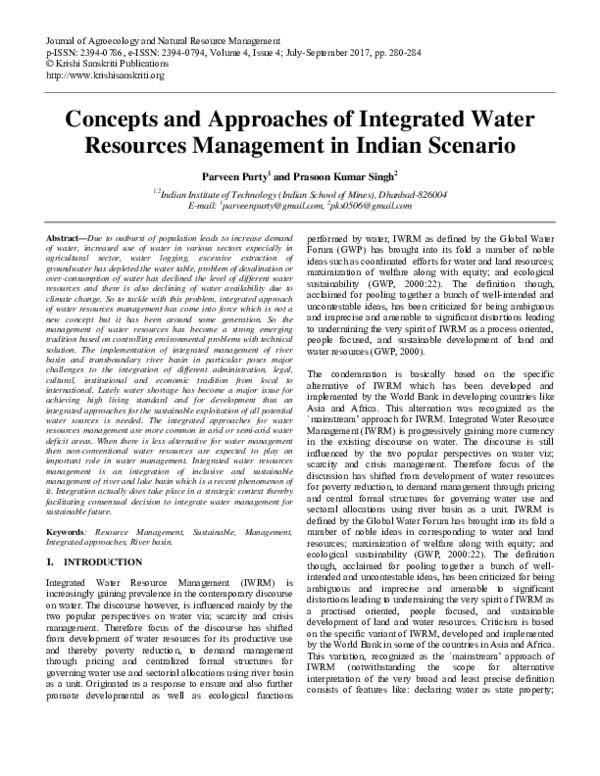 (PDF) Concepts and Approaches of Integrated Water Resources Management ...